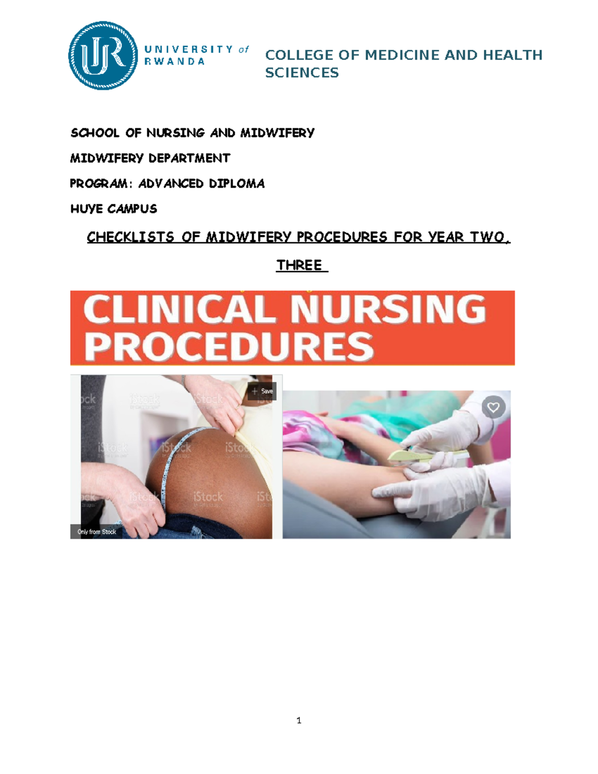 Midwifery Procedures Checklists for Year 2 & 3 - Advanced Diploma - Studocu