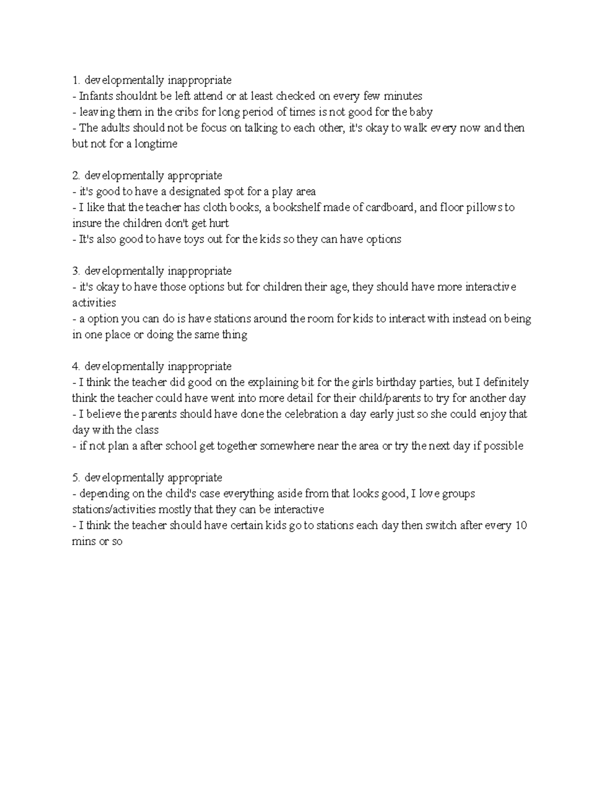 Activity DAP Scenarios instructions - developmentally inappropriate ...
