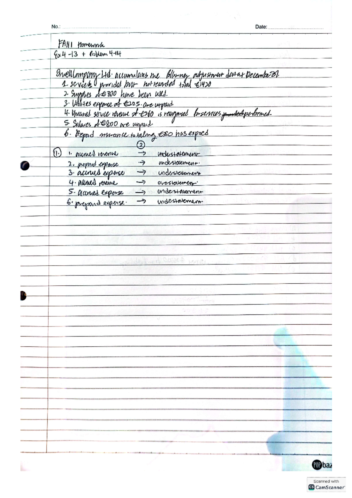 FA HW 3 - FA Homework - No.: Date: Homework Ex4. Problem Invellcompany ...