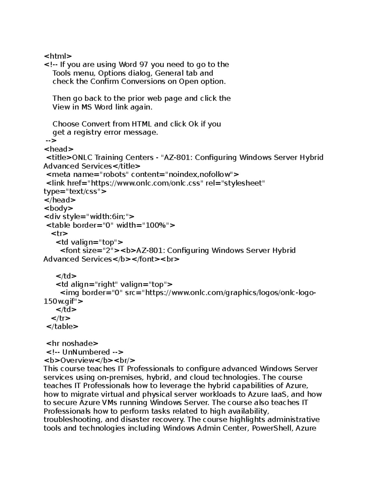 AAZ801: Advanced Configuring Windows Server Hybrid - Course Overview ...