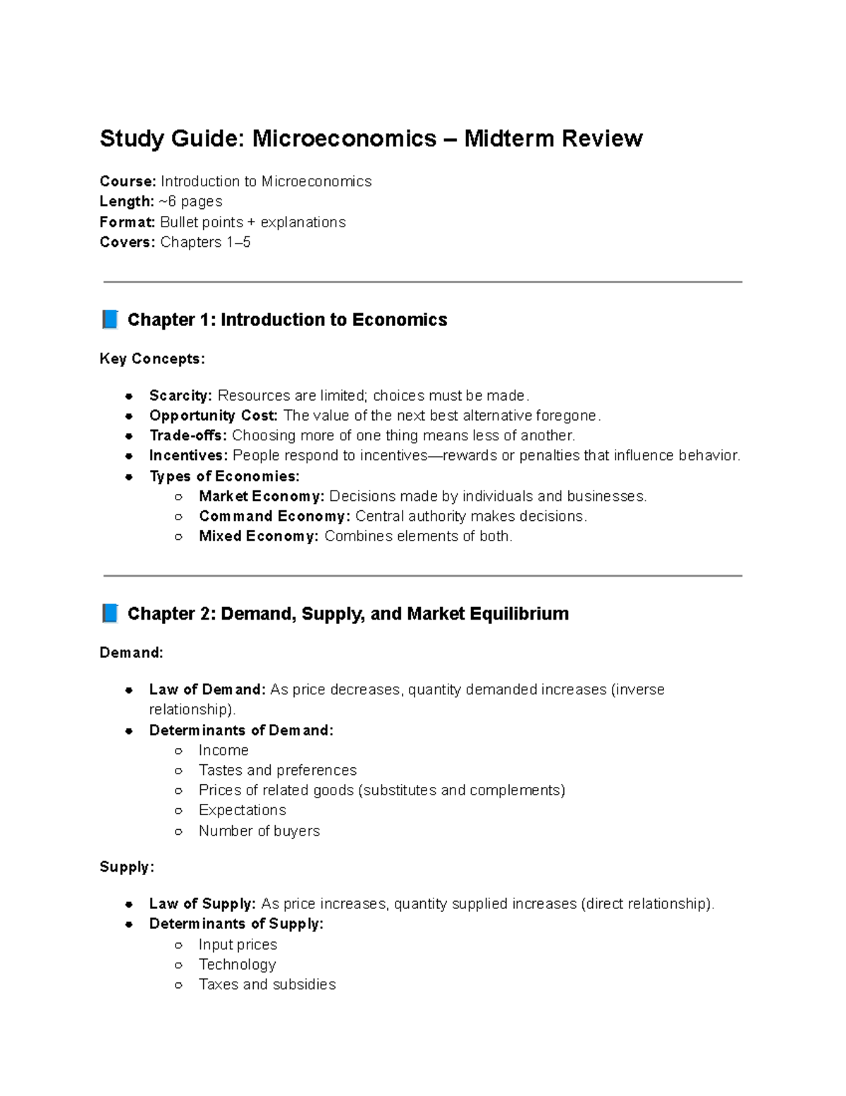 Study Guide: Microeconomics - Midterm Review (ECO 101) - Studocu