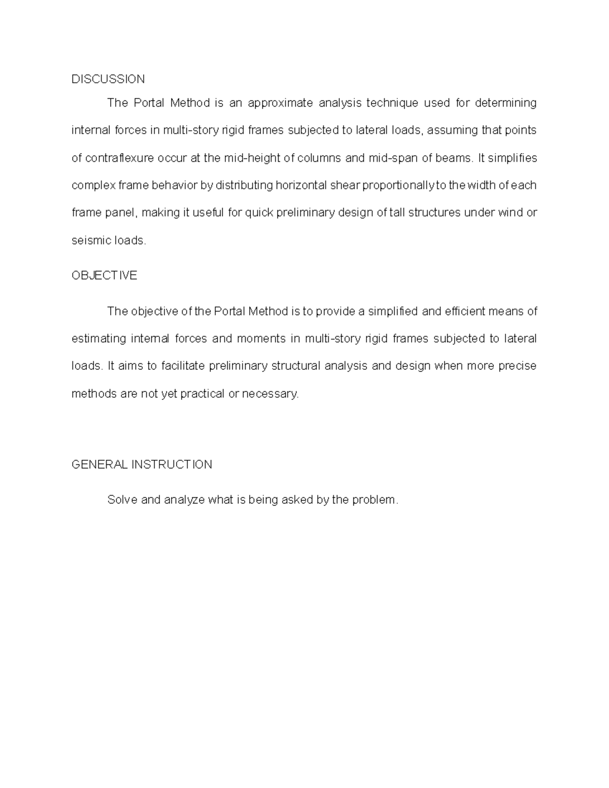 Portal Method & Three Moment Equation Analysis (ENG 101) - Studocu