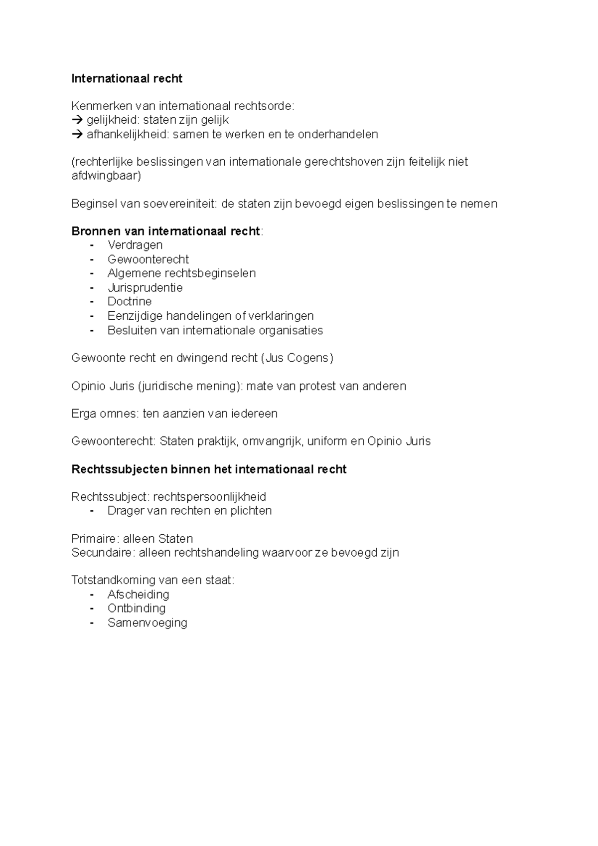 Internationaal Recht: Kenmerken en Bronnen van de Rechtsorde - Studeersnel