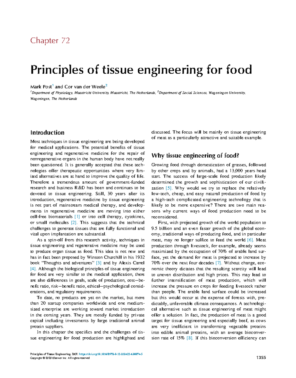 Ch. 72 - Principles of Tissue Engineering for Food Production - Studocu