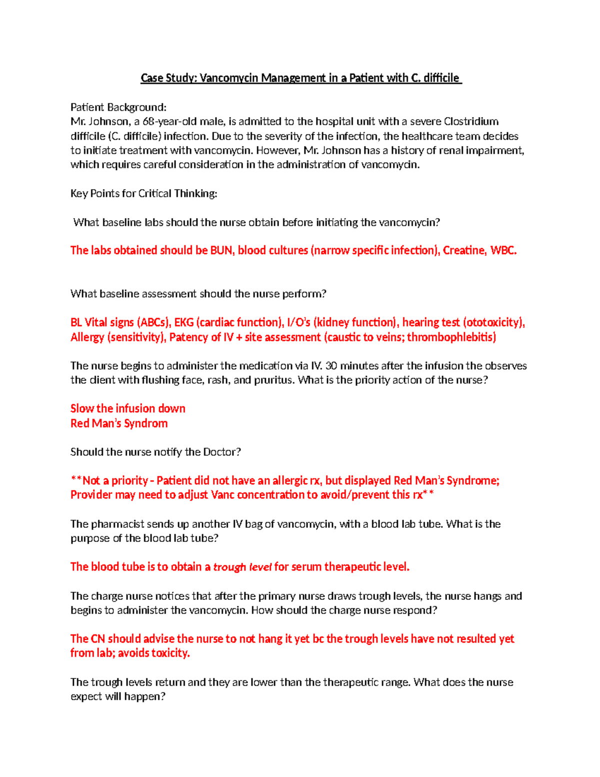 Vancomycin Case Study: Management in C. difficile Infection - Studocu