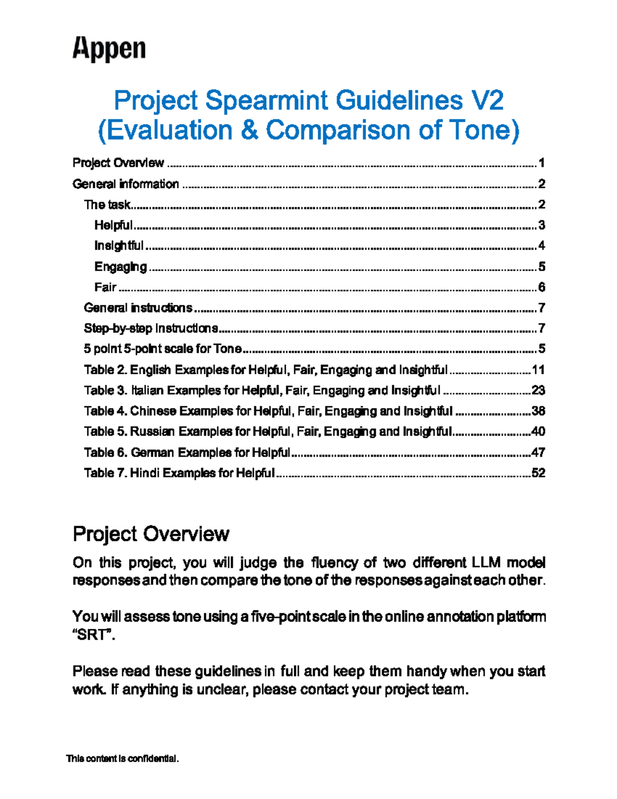 Appen Project Spearmint Guidelines V2: Tone Evaluation Overview - Studocu