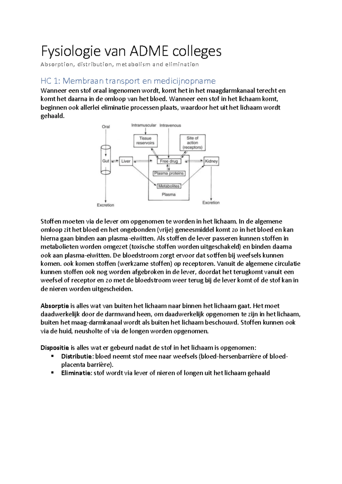 Farmacokinektiek en farmacodynamiek - Farmacokinektiek en ...
