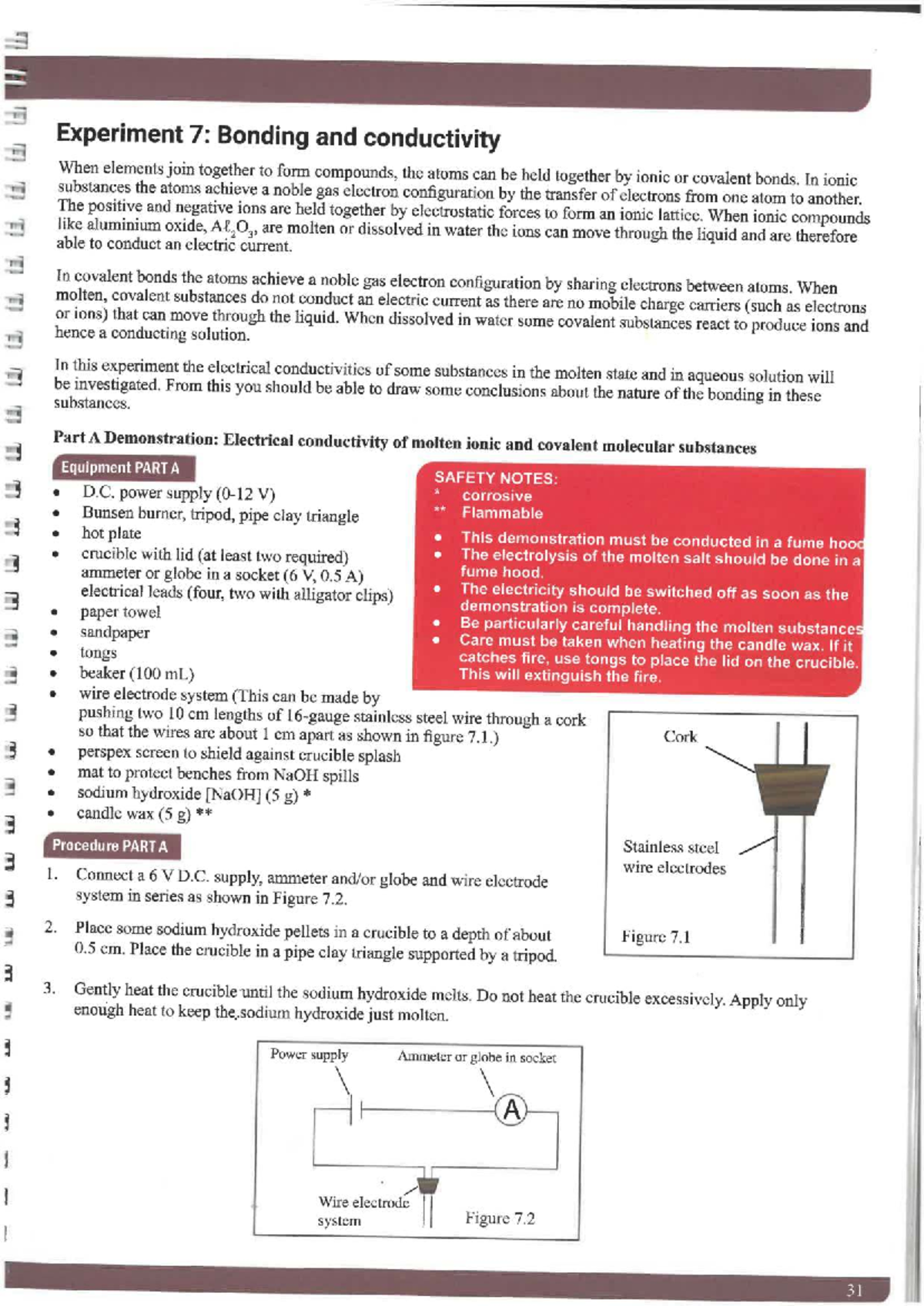 Experiment 7: Bonding and Conductivity in Ionic & Covalent Substances ...