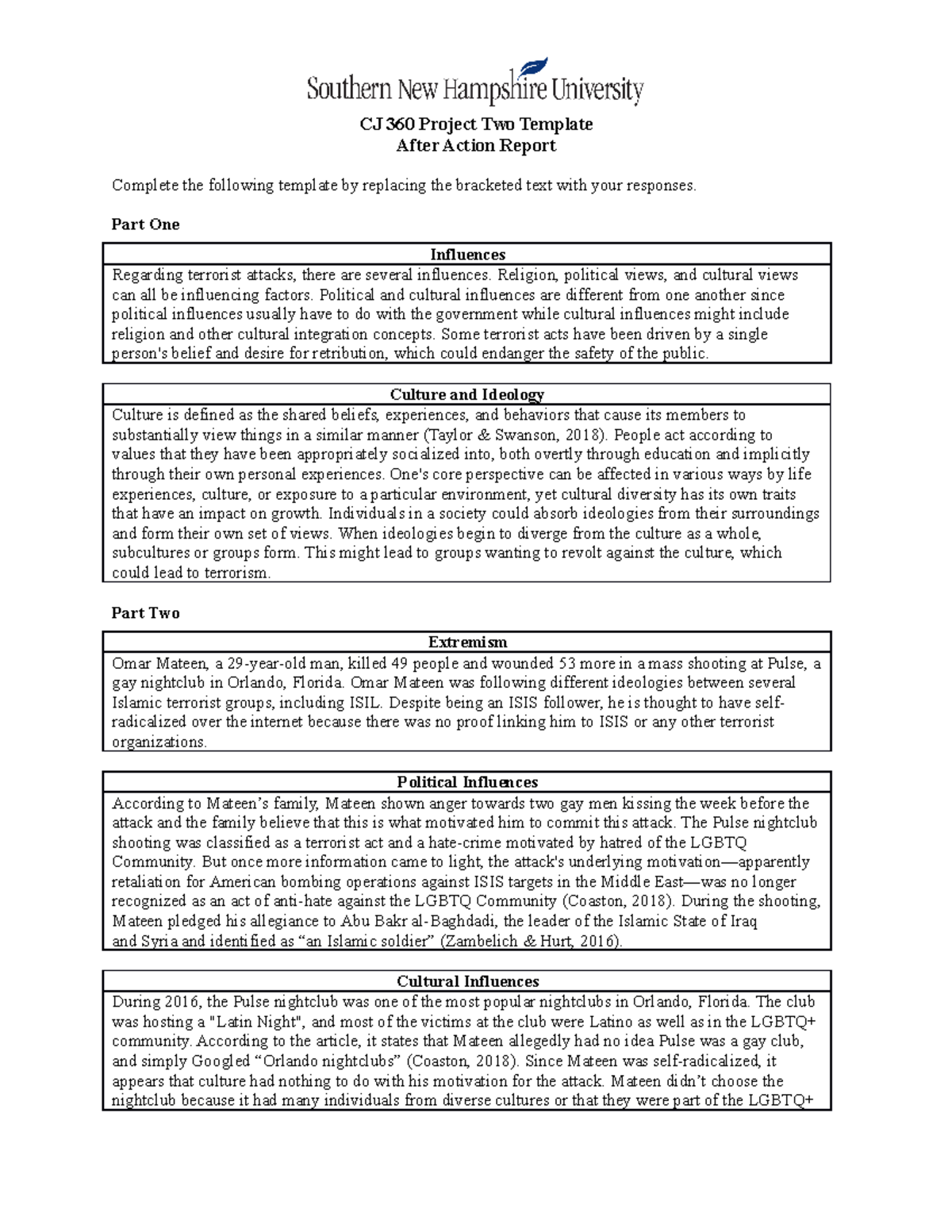 CJ 360 After Action Report on Pulse Nightclub Shooting Analysis - Studocu
