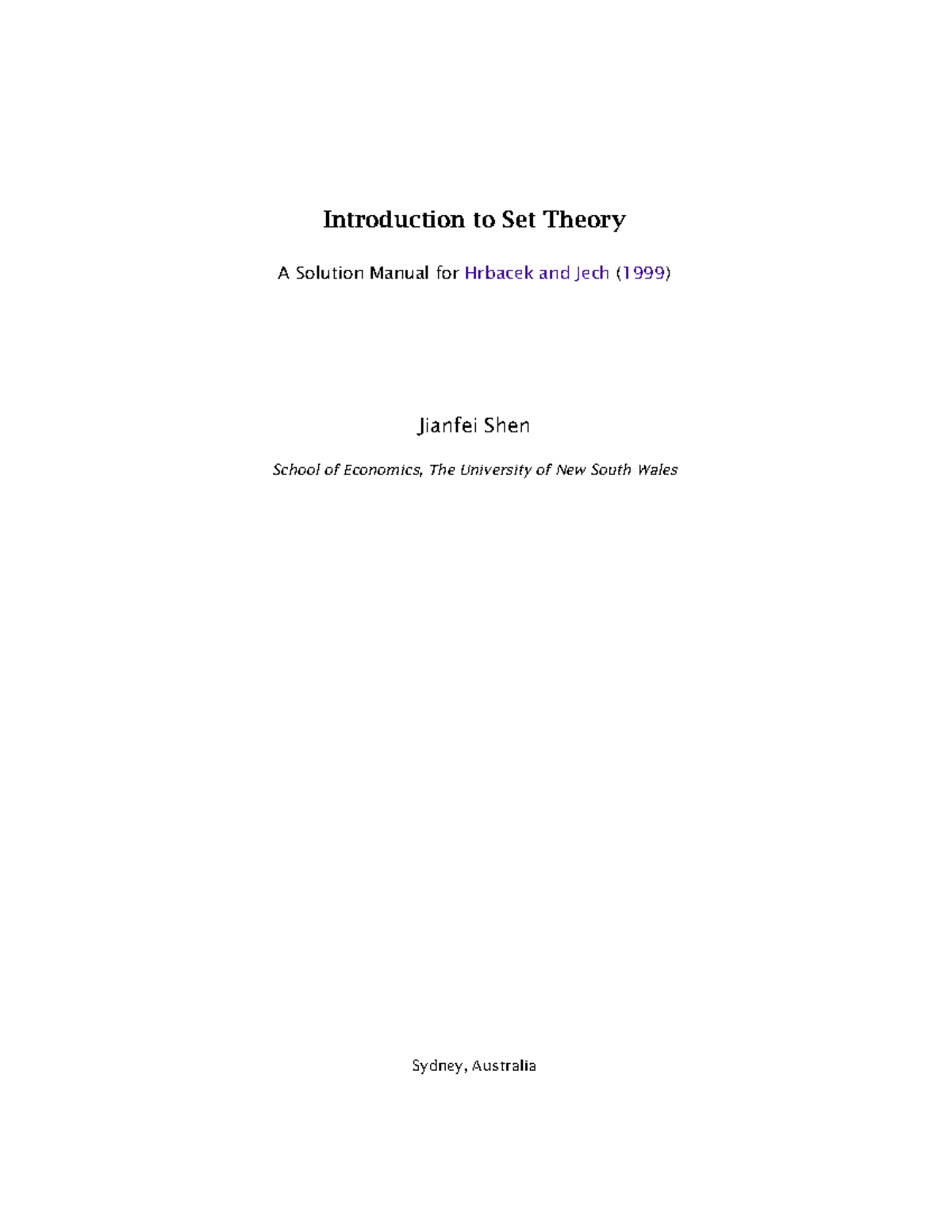 Solucionario Hrbacek Jech: Comprehensive Guide to Set Theory - Studocu