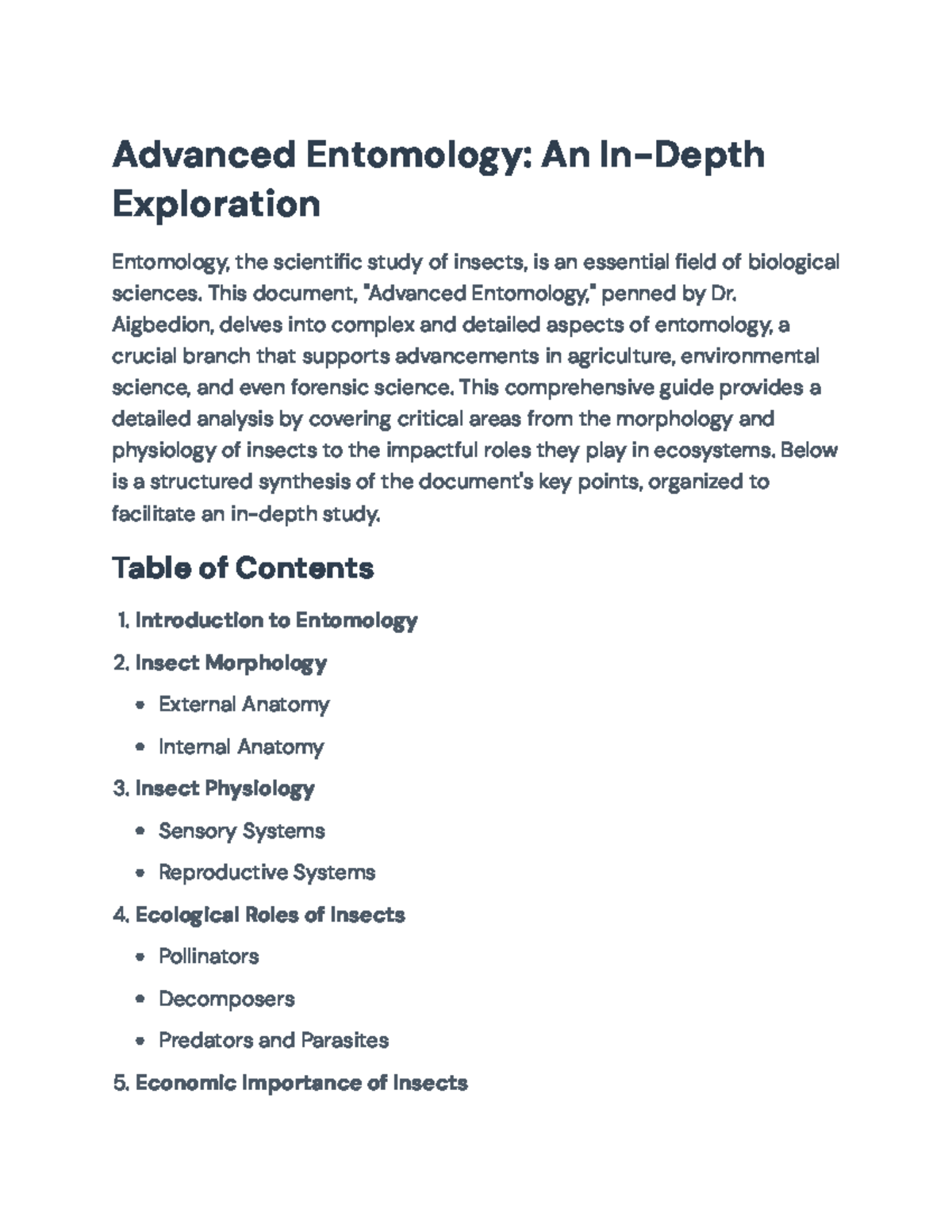 Advanced Entomology: Comprehensive Guide to Insect Science and Ecology ...