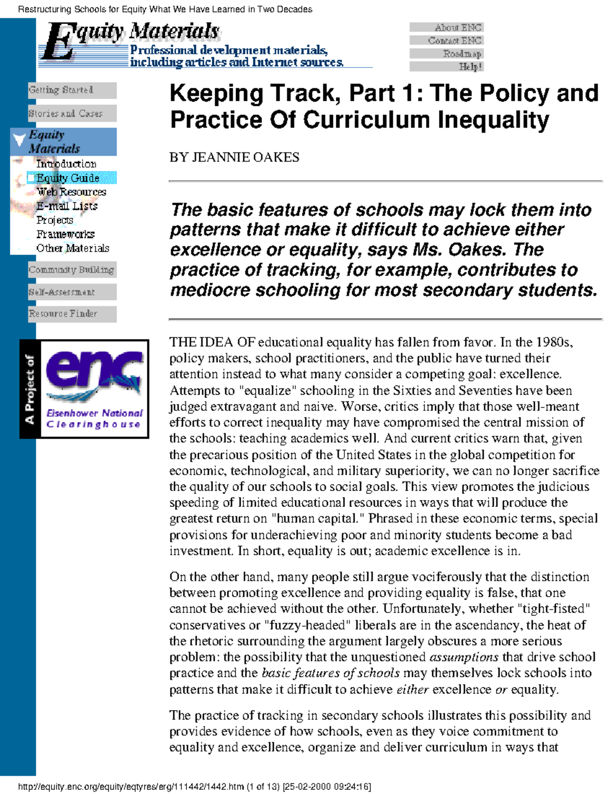 Restructuring Schools for Equity: Insights from 20 Years of Research ...