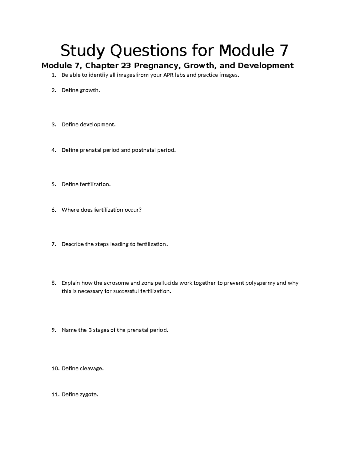 M07 Study Questions: Pregnancy, Growth, Development & Endocrine System ...