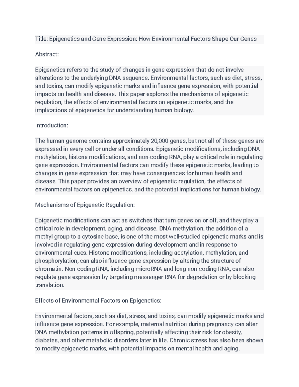 Epigenetics and Gene Expression How Environmental Factors Shape Our ...