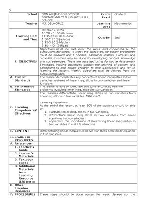 Mathematics 8 1st Quarter - School DON ALEJANDRO ROCES SR. SCIENCE AND ...