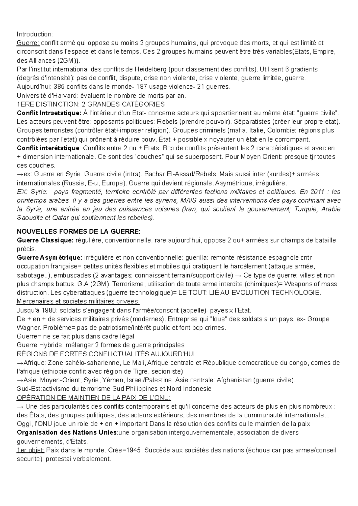 Faire la Guerre et la Paix: Conflits Armés et Résolutions (GEO 101 ...