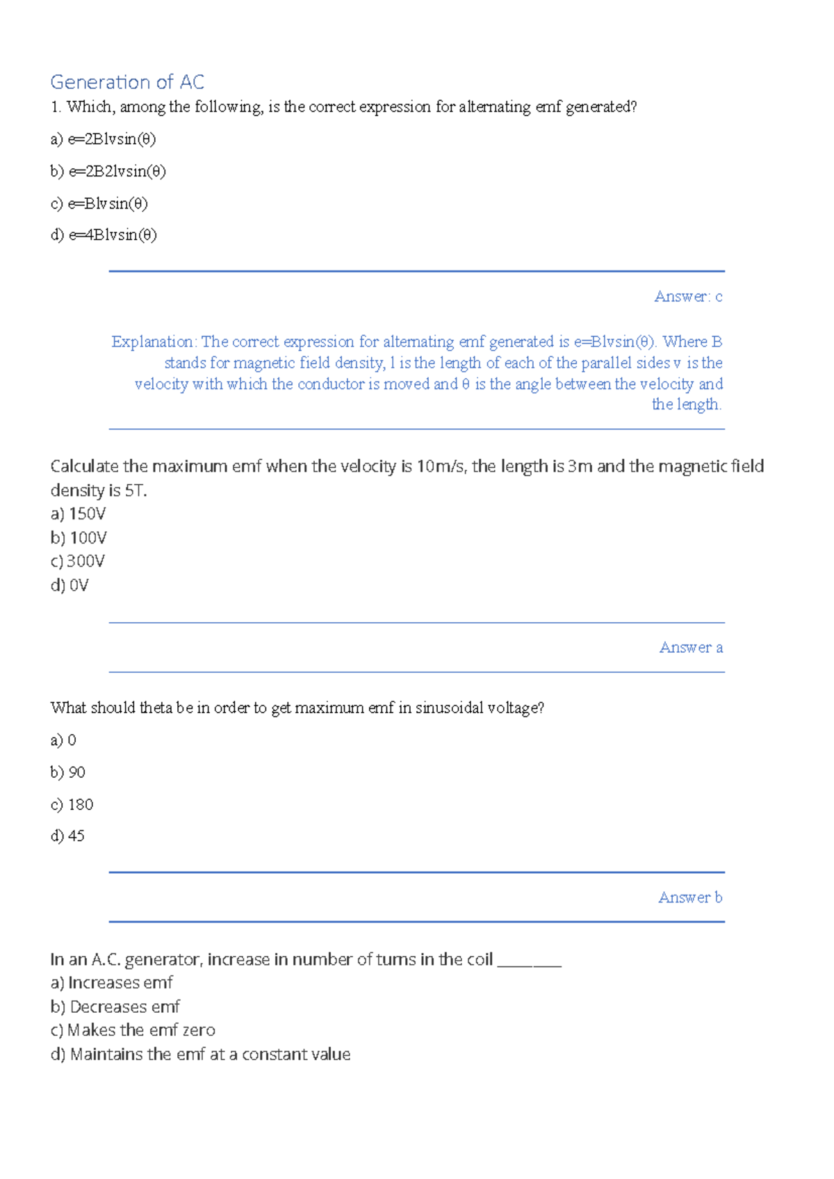 AC Fundamentals: Key Concepts and Expressions (Course Code: 1.3) - Studocu