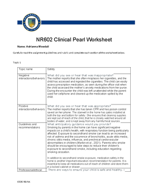 Week 2 NR 603 Clinical Log - Chamberlain University MSN-NP Clinical ...