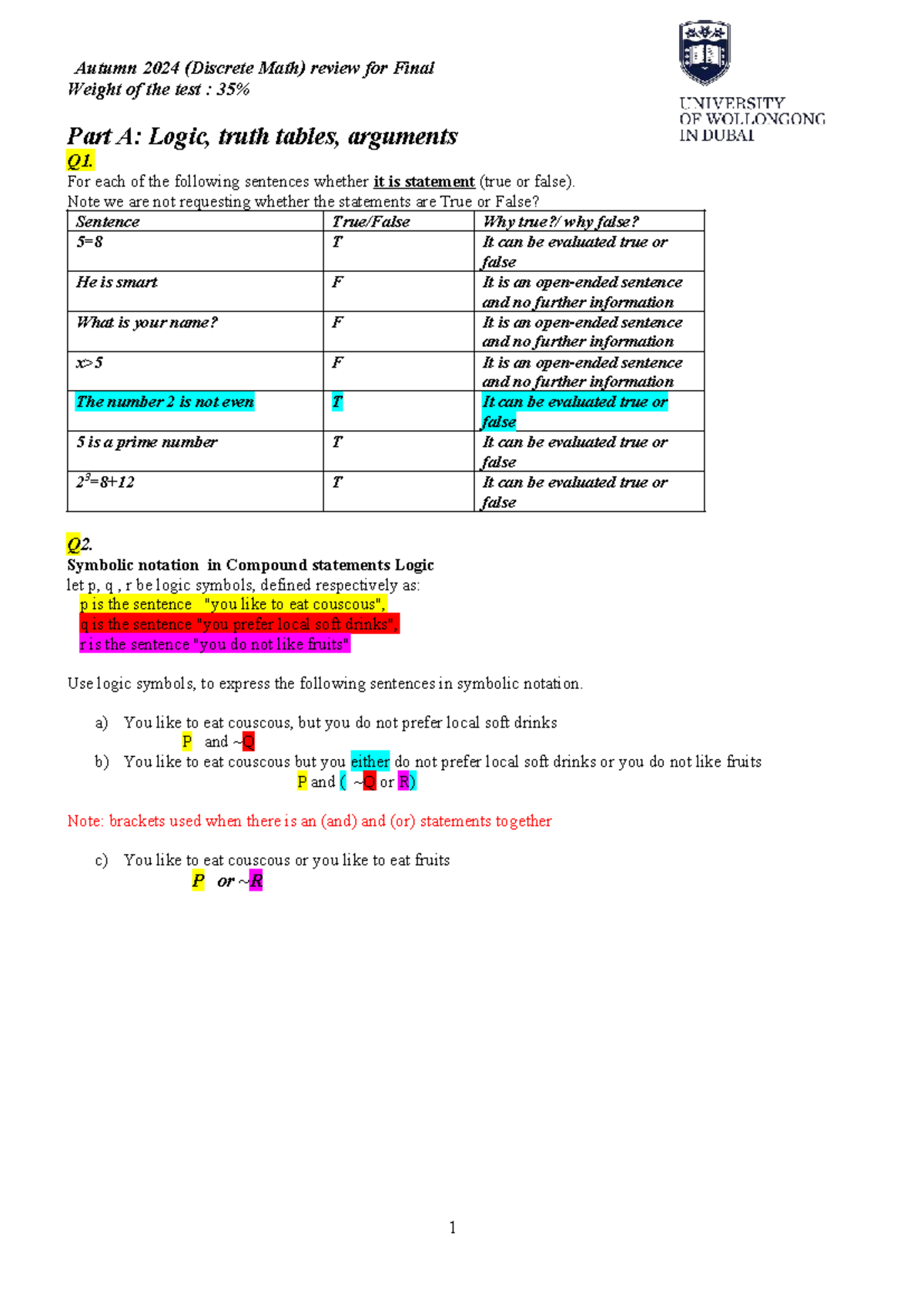 Math255 Discrete Math Final Exam Review: Logic, Sets, and Functions ...