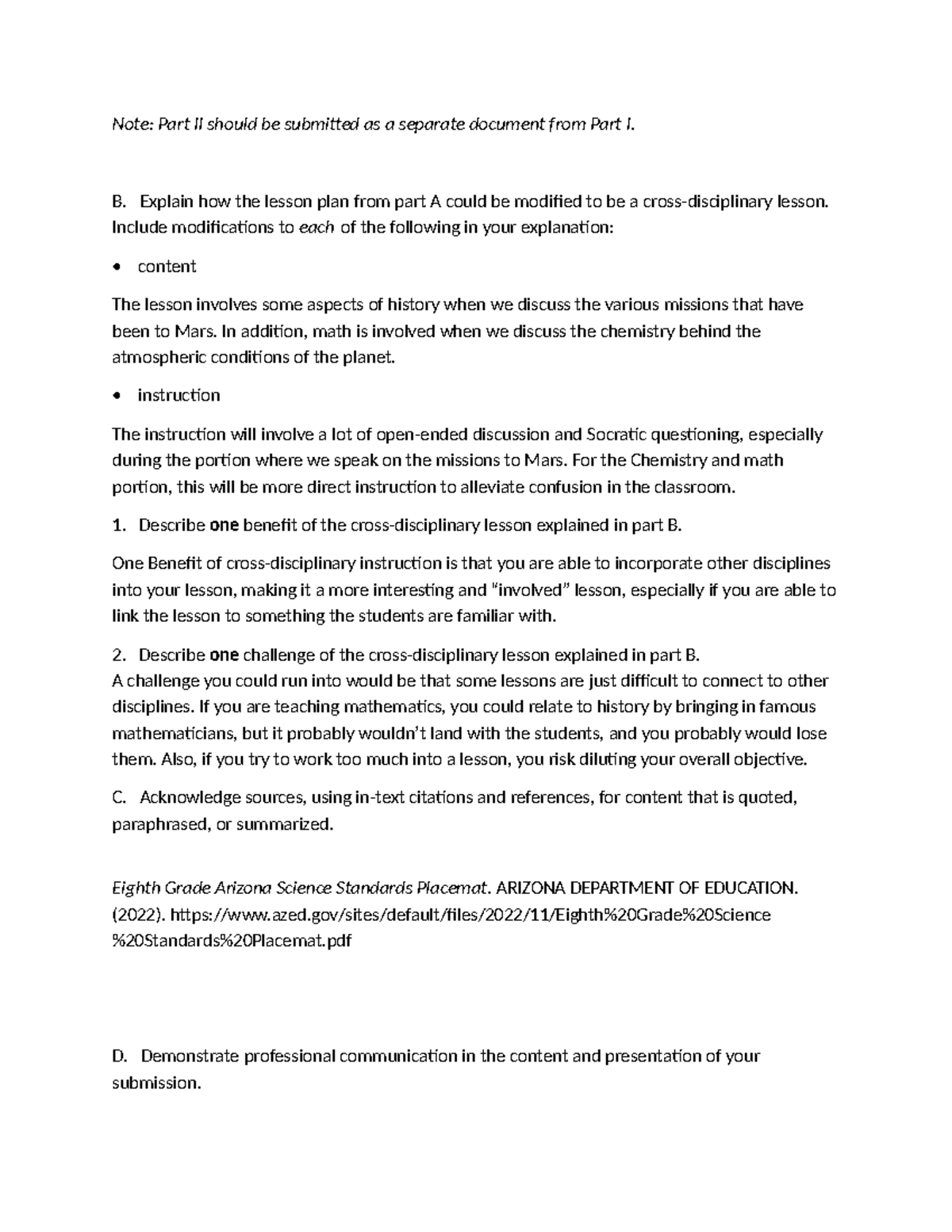 DGM3 - Task 2 Lesson Planning: Modifications & Benefits - Studocu