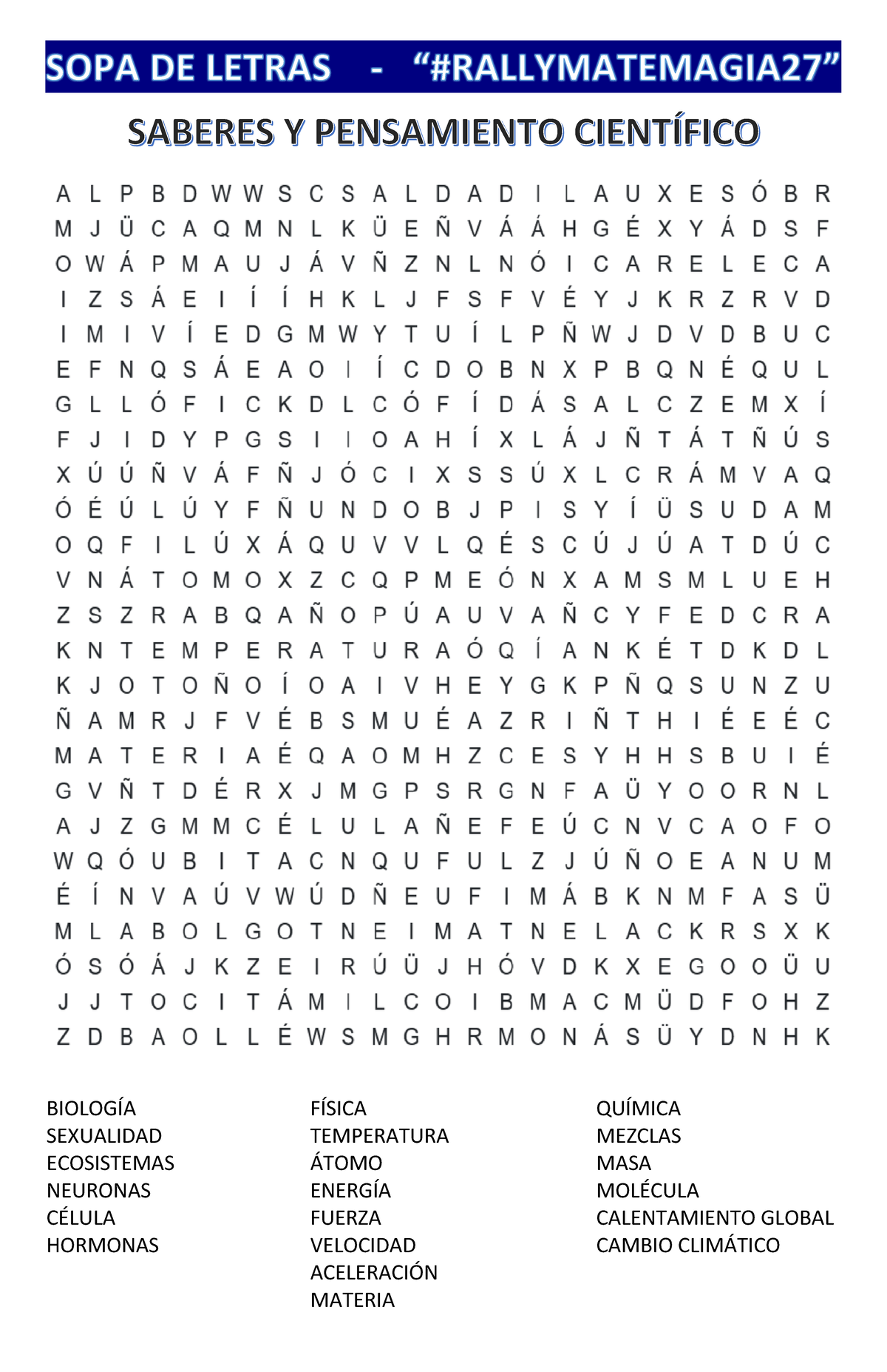 SOPA DE Letras Ciencias - Ciencias Naturales - BIOLOGÍA FÍSICA QUÍMICA ...