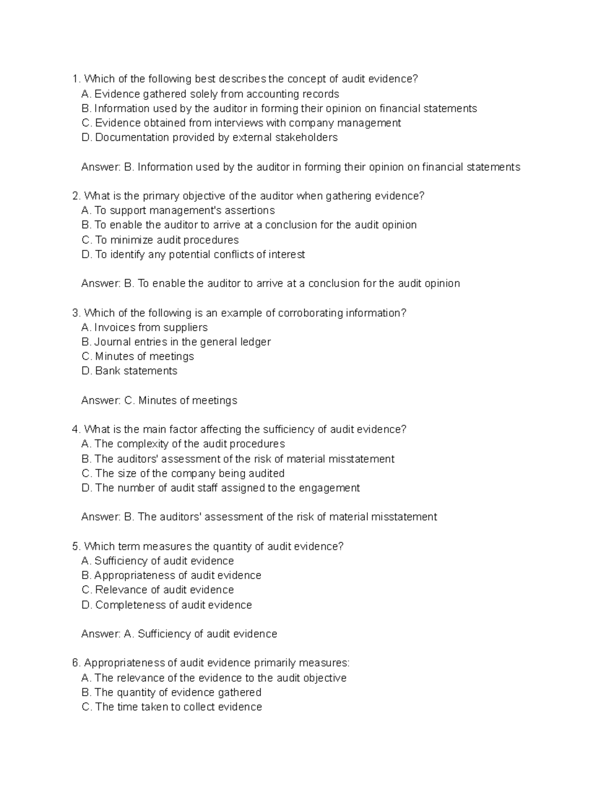 Chapter 10: Audit Evidence and Procedures - AUDtheo Summary - Studocu