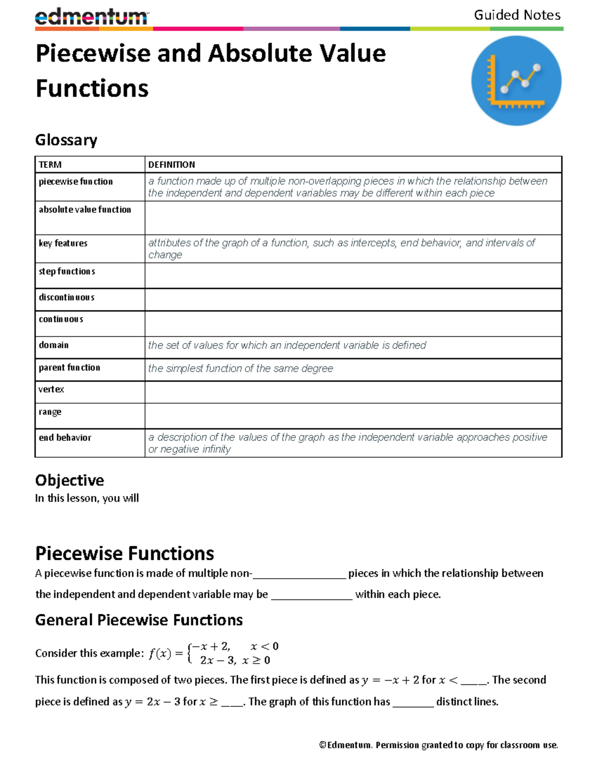 Guided Notes: Piecewise & Absolute Value Functions Overview - Studocu