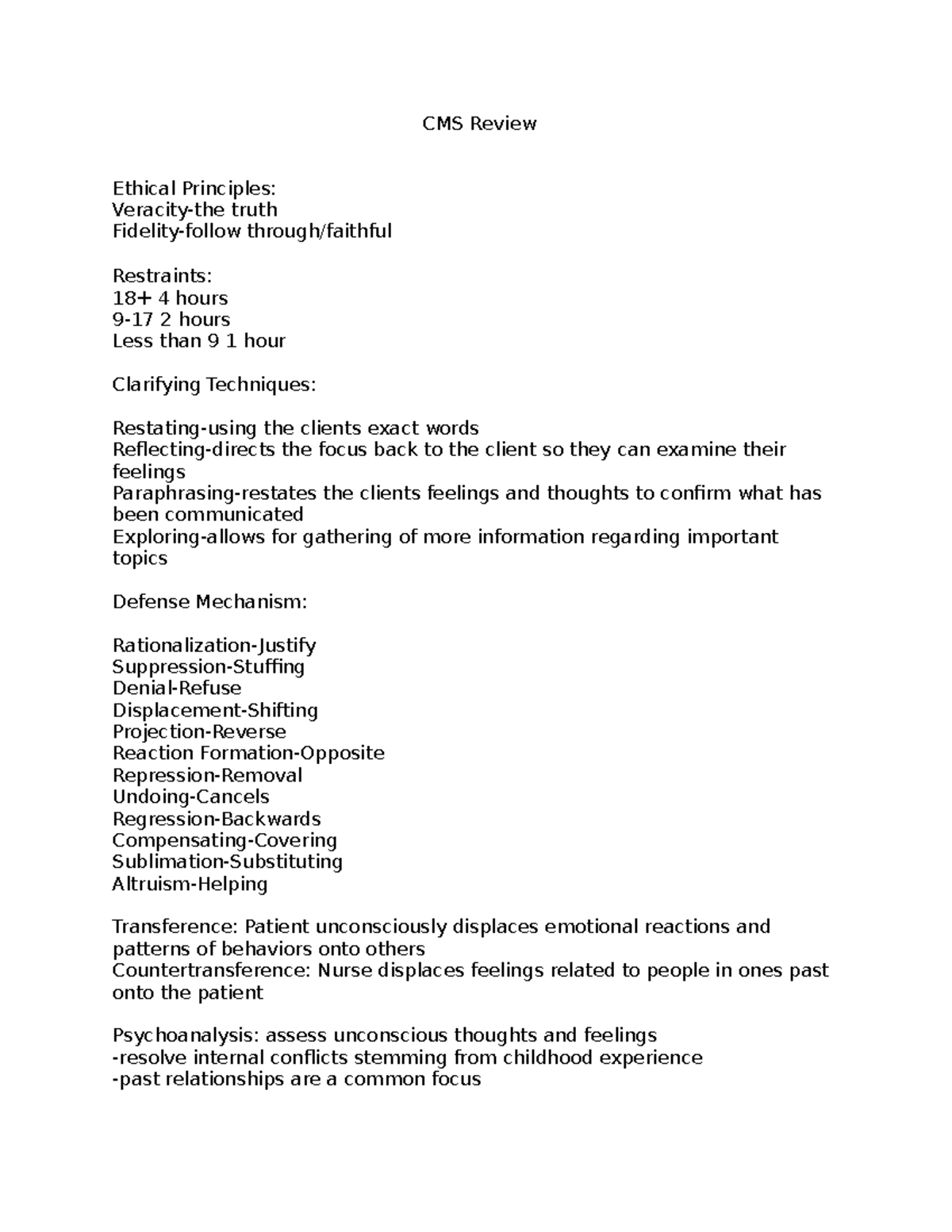 CMS Review - CMS Review Ethical Principles: Veracity-the truth Fidelity ...