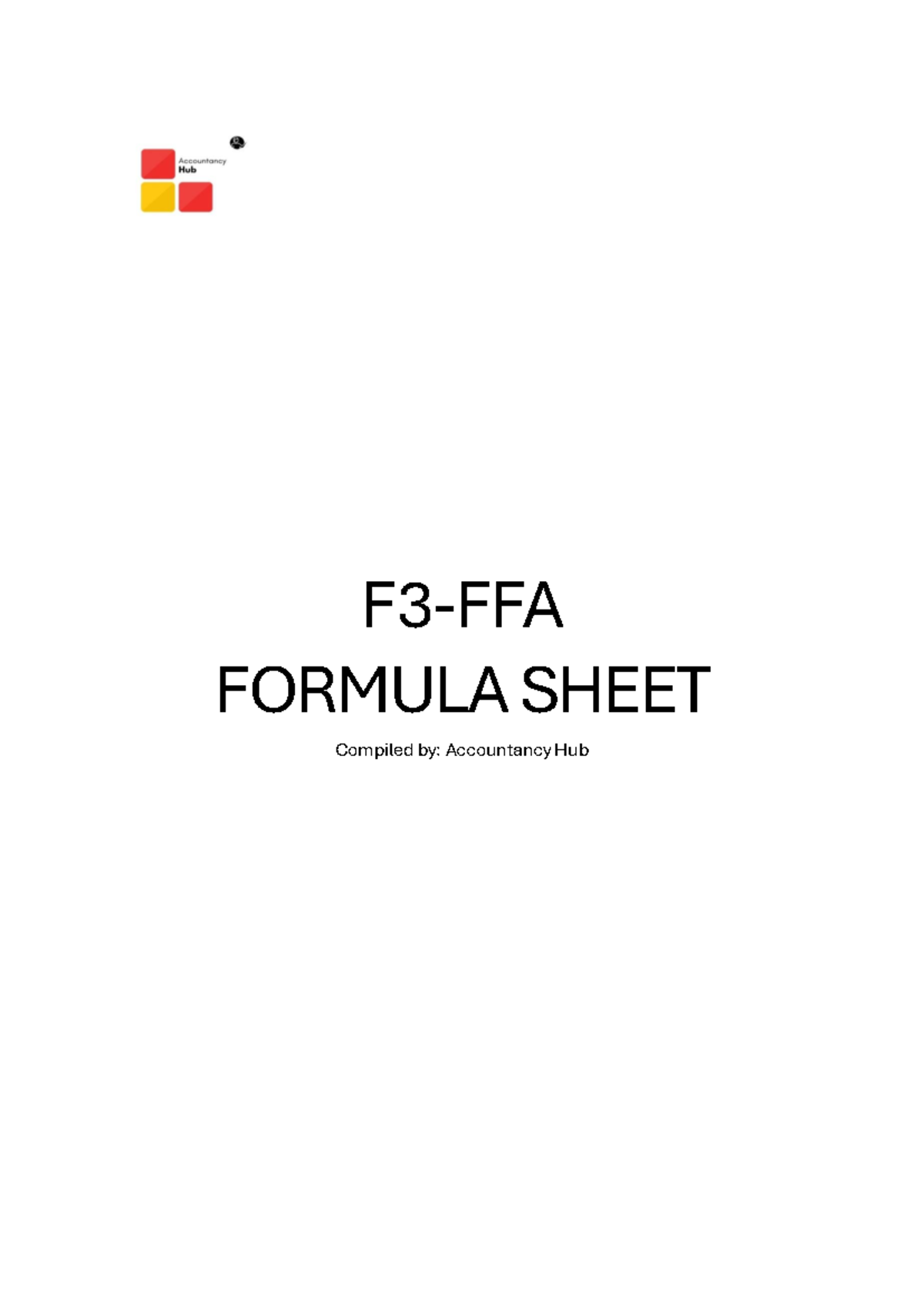 F3-FFA Formula Sheet: Key Accounting Formulas and Principles - Studocu