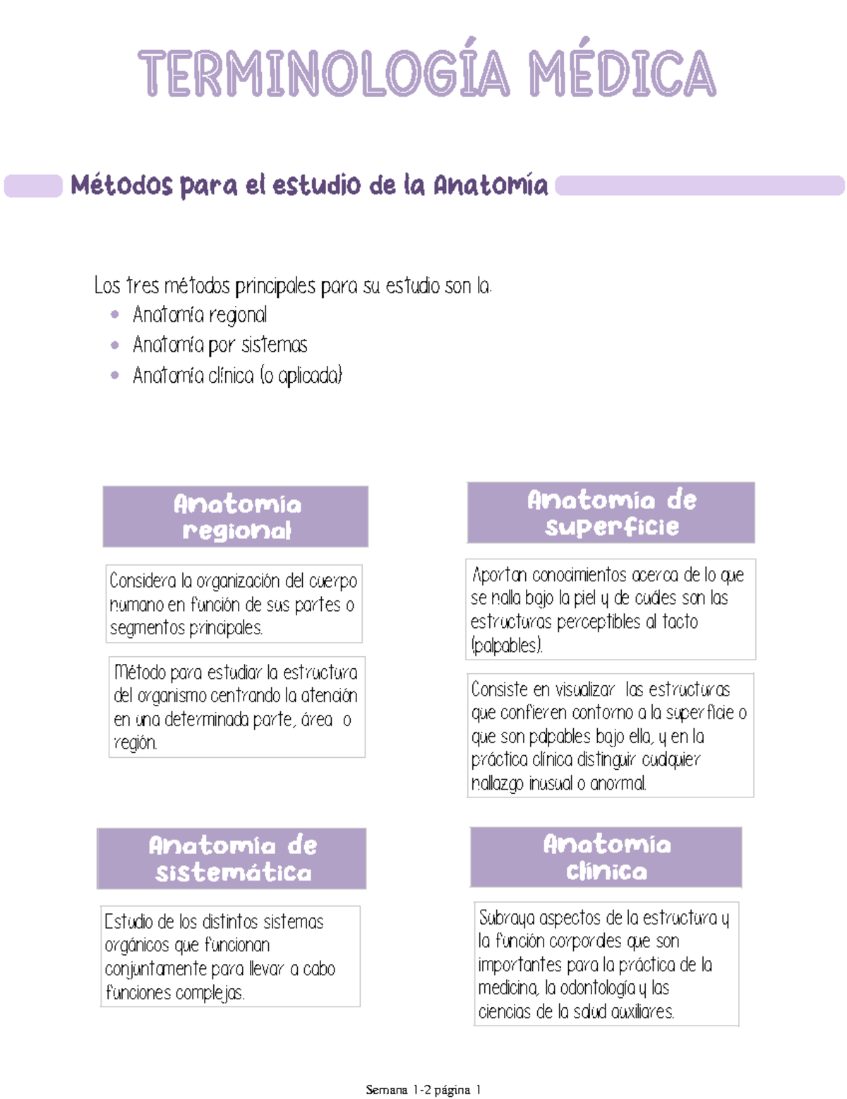 Bloque 1 Resumenes Anatomia - TERMINOLOGÍA MÉDICA • Anatomía regional ...