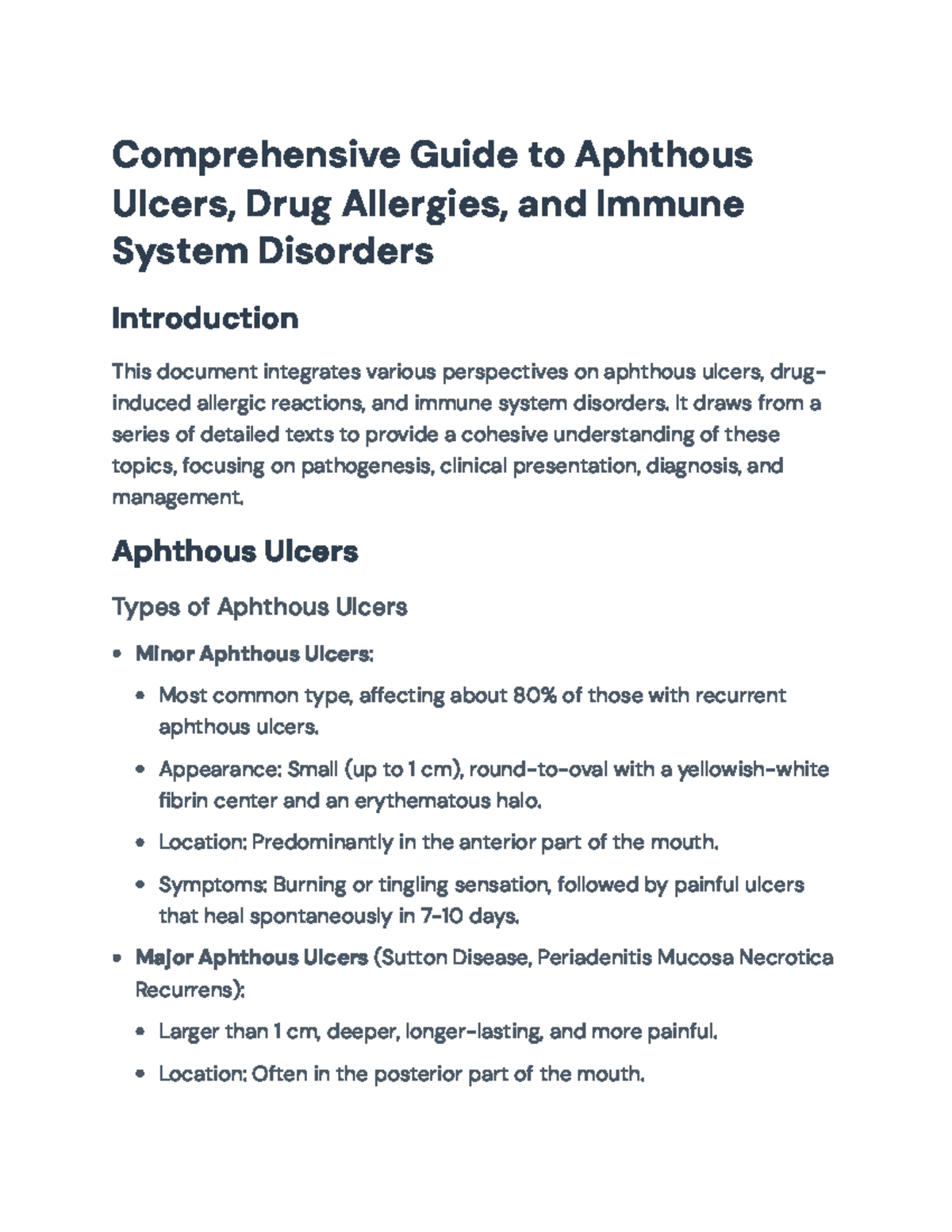 Comprehensive Guide to Aphthous Ulcers, Drug Allergies, & Immune ...