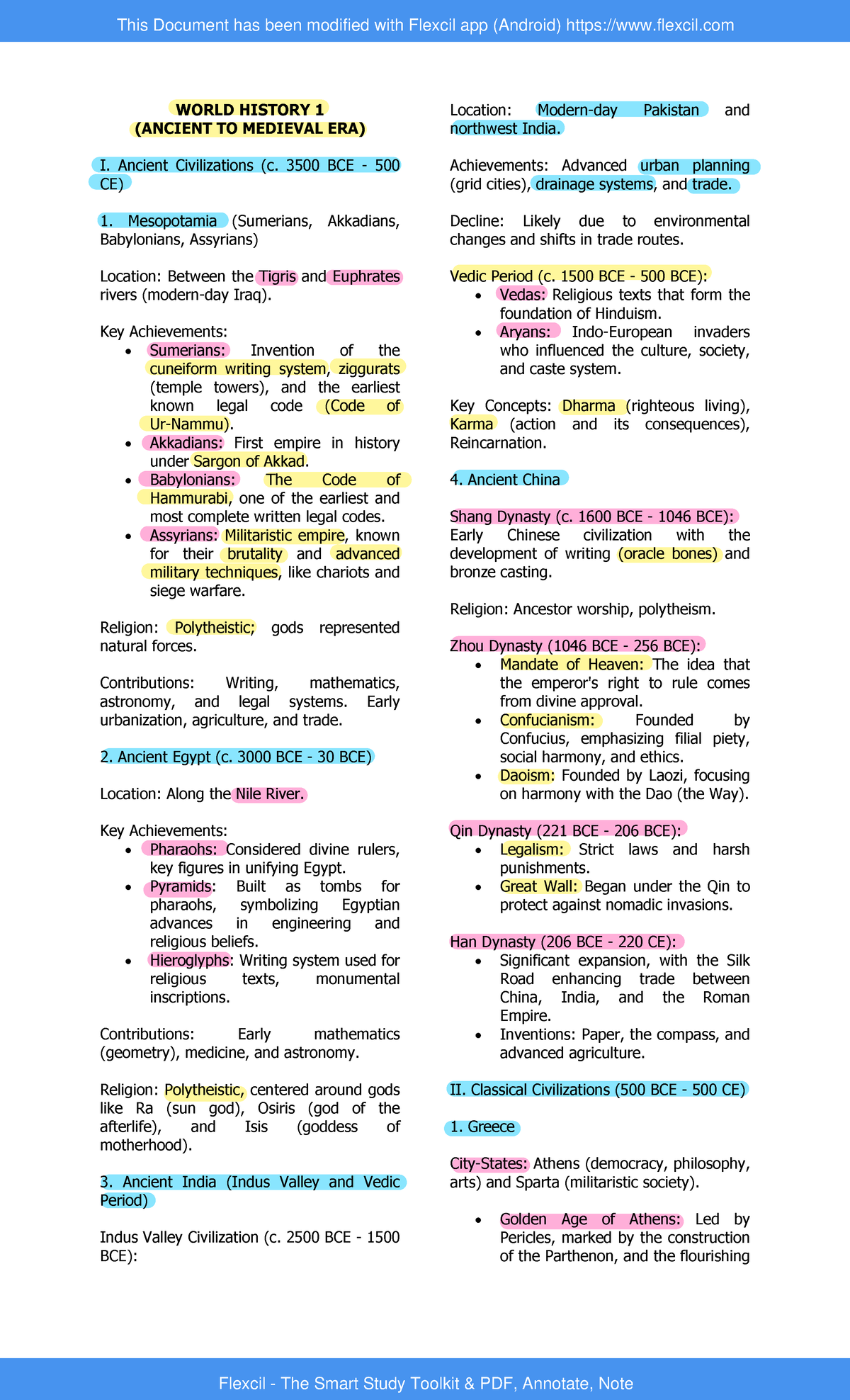 World History 1: Ancient to Medieval Era Overview and Key Concepts ...