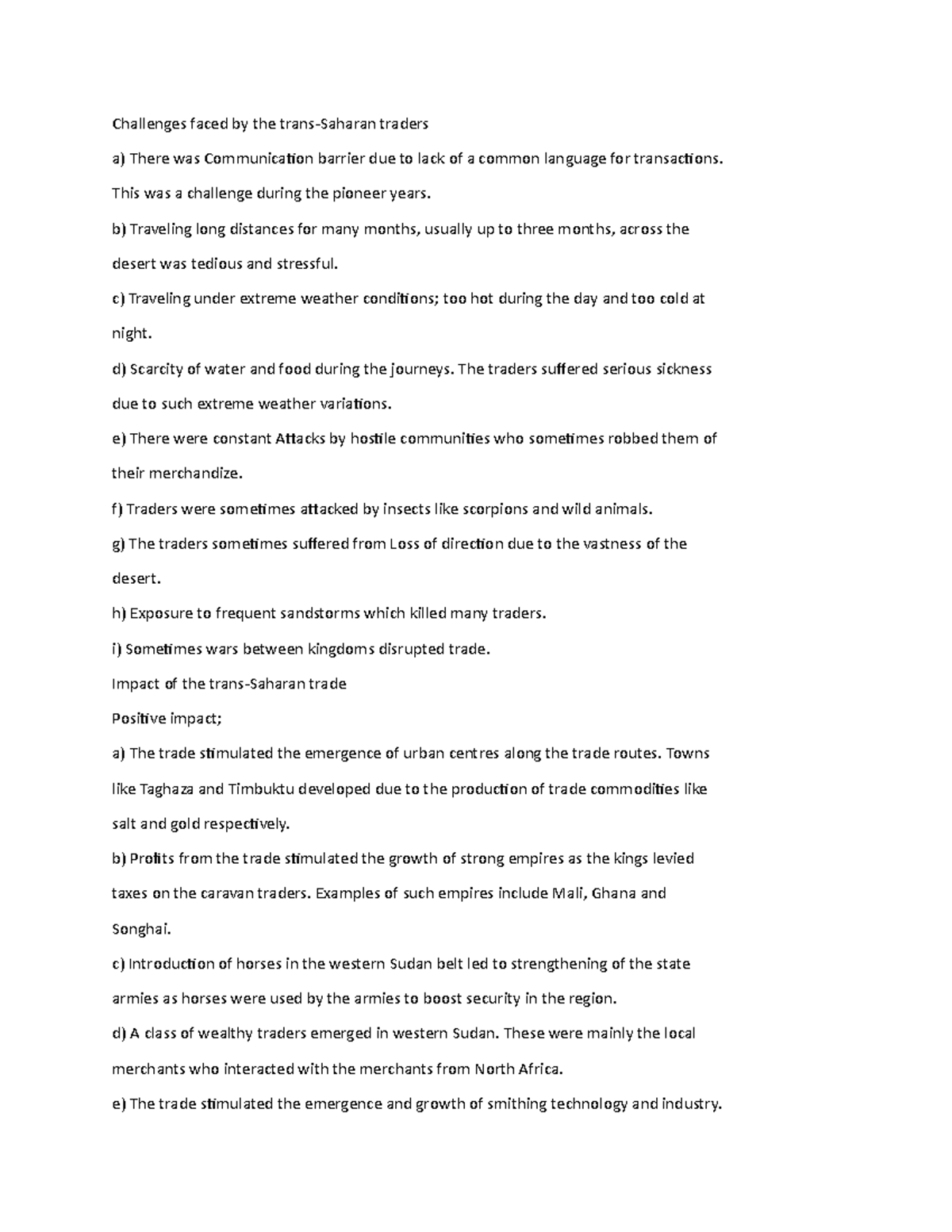 Trans-Saharan Trade: Challenges, Impacts & Decline Overview 137 - Studocu