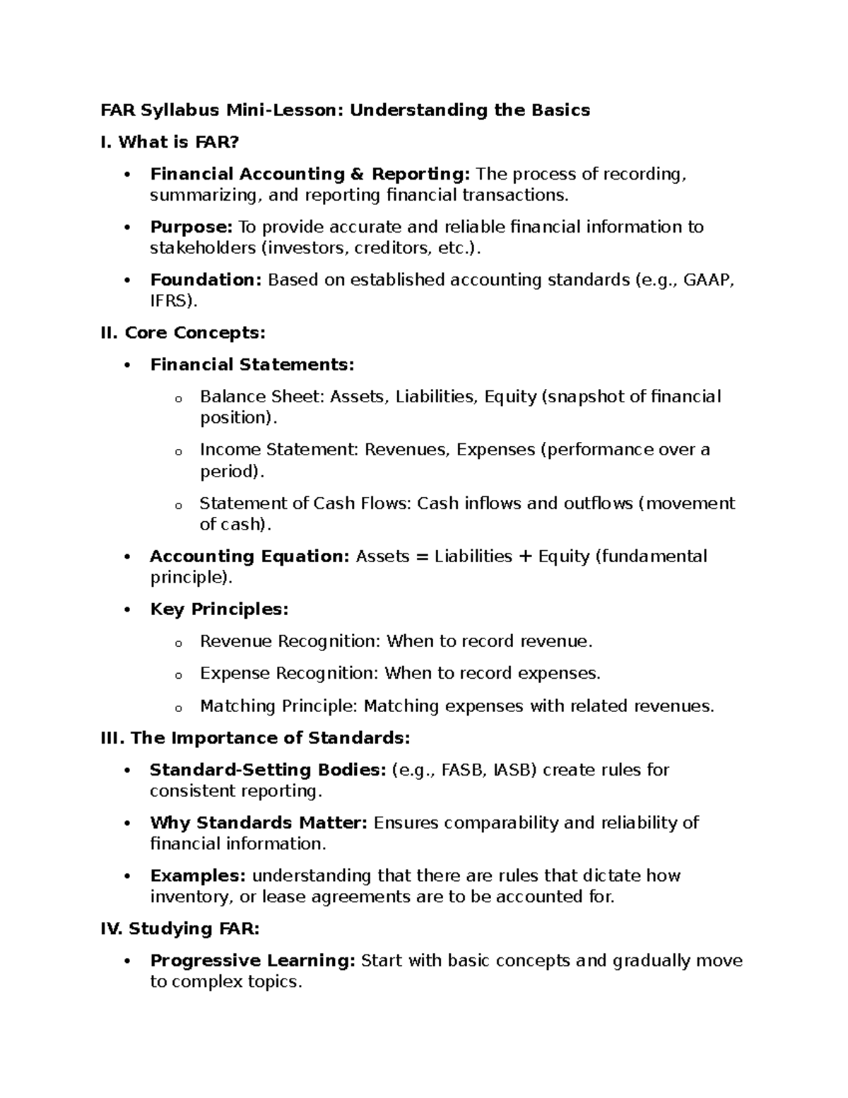 FAR Syllabus Mini-Lesson - What is FAR? Financial Accounting ...