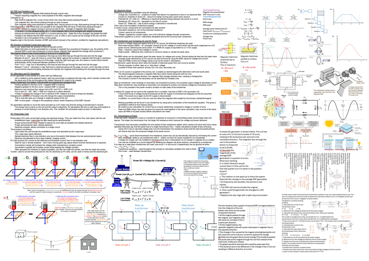 Unit 3: AOS 3 - Physics Electricity Cheat Sheet - Studocu