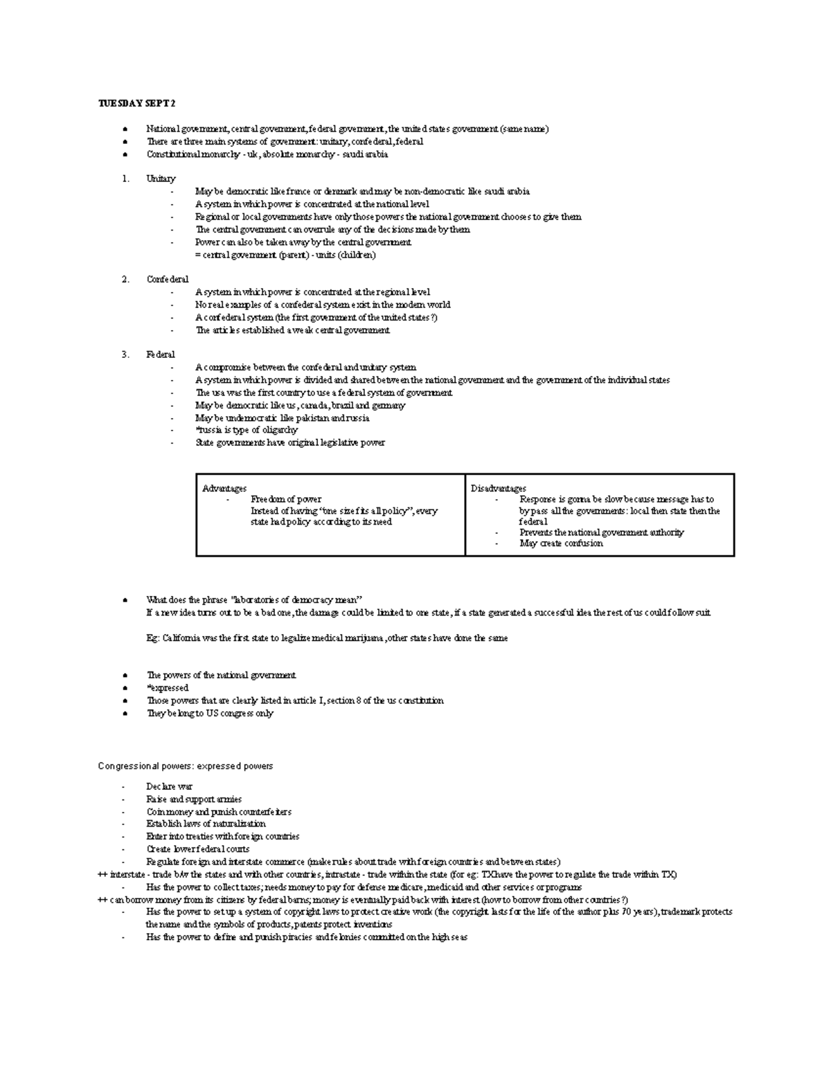 POLS 2312 - Chapter One: Understanding Government Systems in the U.S ...