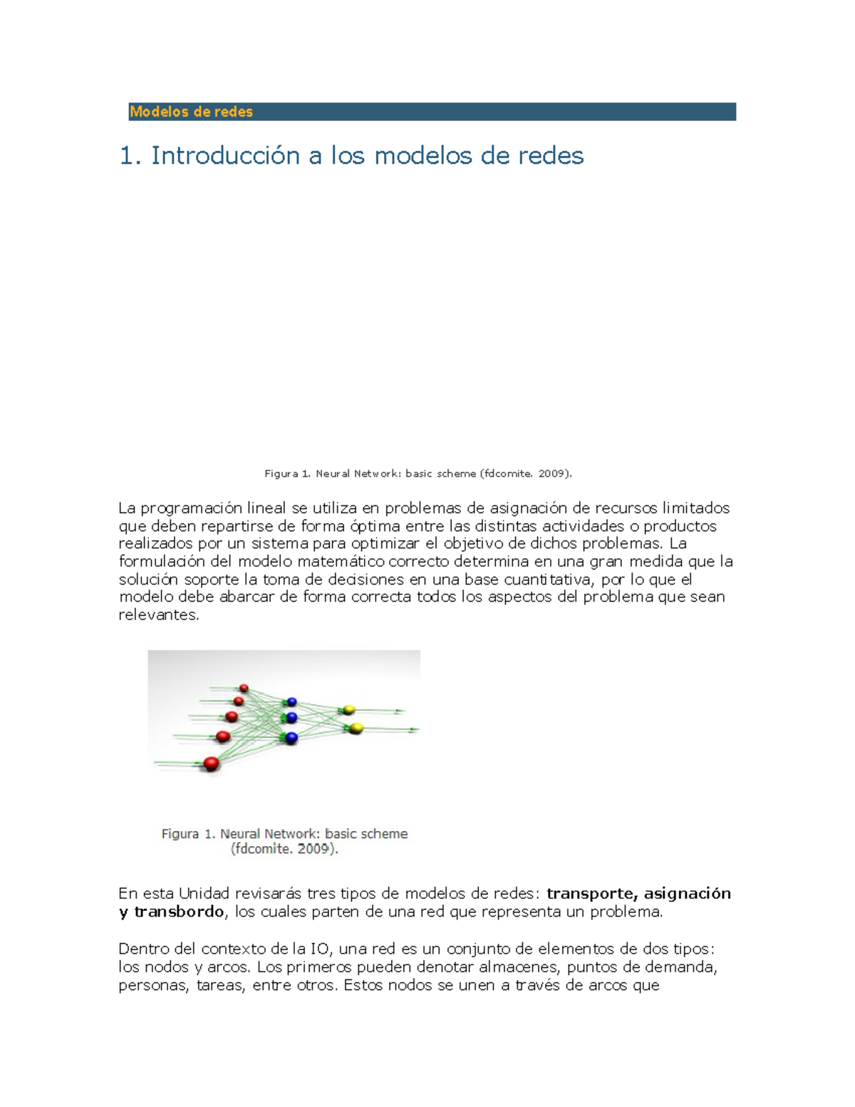 Modelos de redes - APUNTES DE LA UNIDAD 3 - Modelos de redes 1 ...