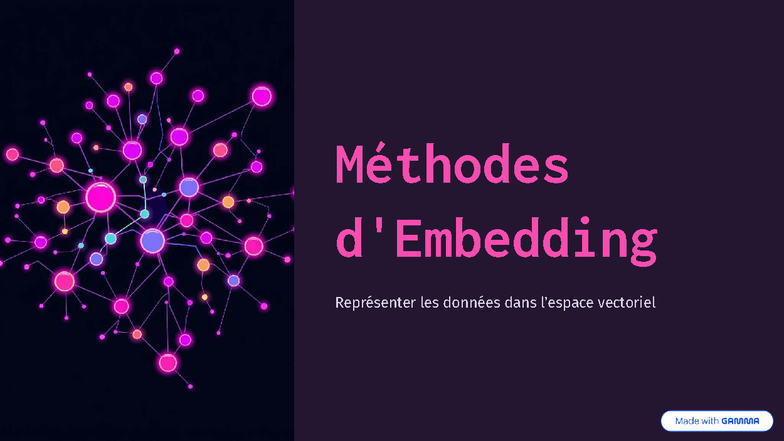 Exposé Méthodes d'Embedding en IA et NLP - Studocu