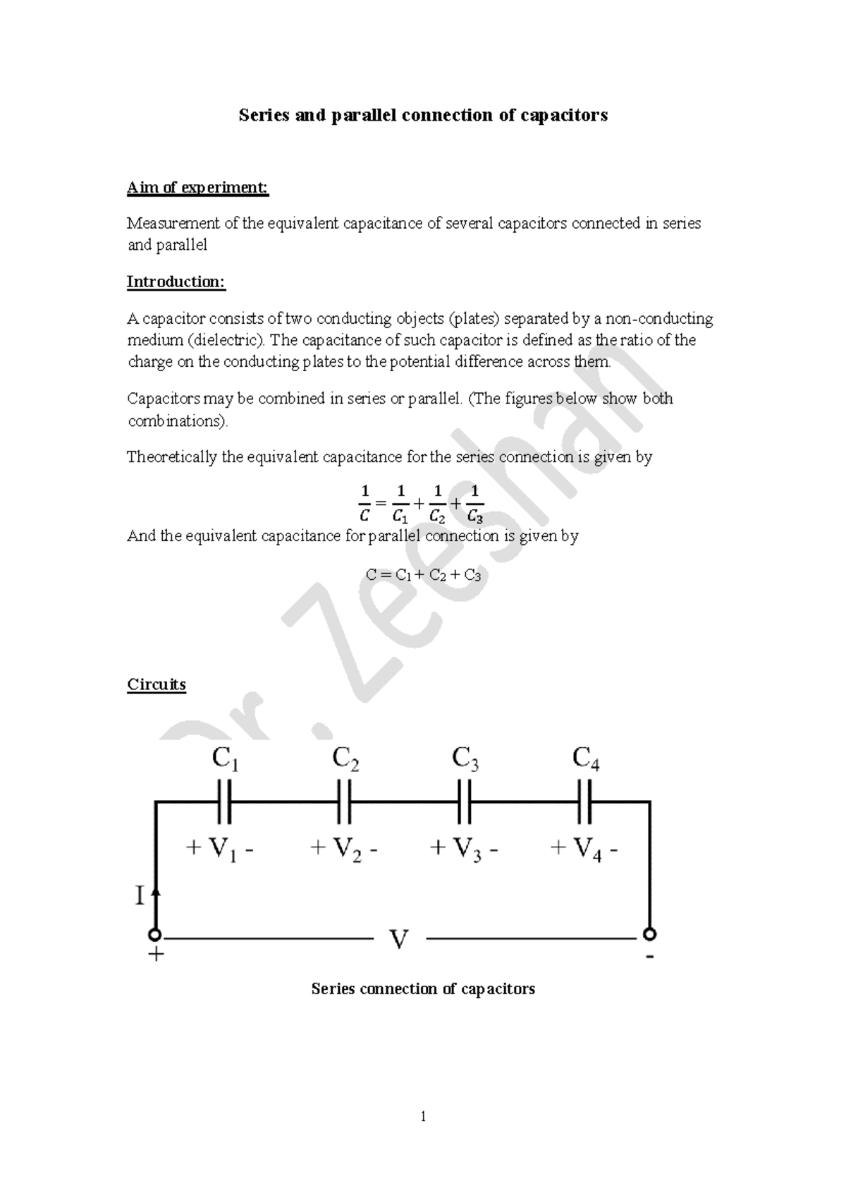 Exp5 - Measuring Equivalent Capacitance of Capacitors in Series ...