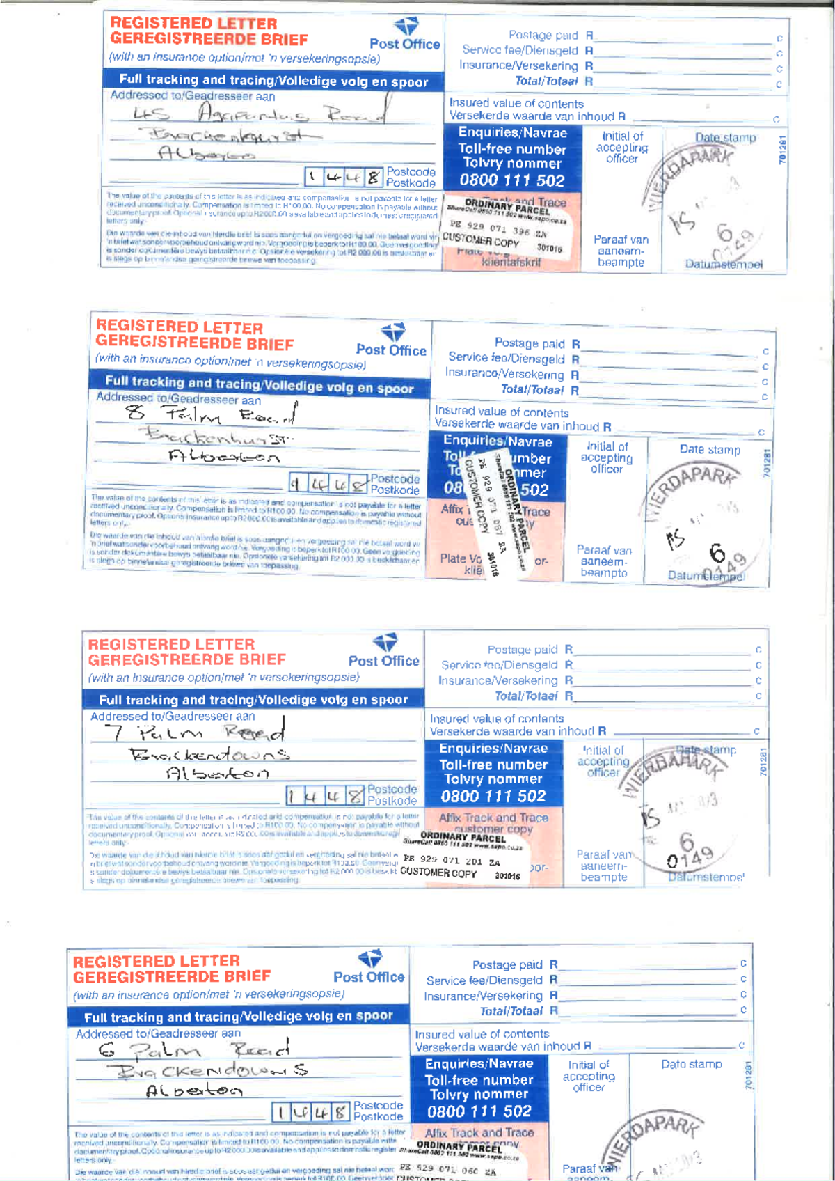 Registered Letter Details - 2376 001 - Studocu