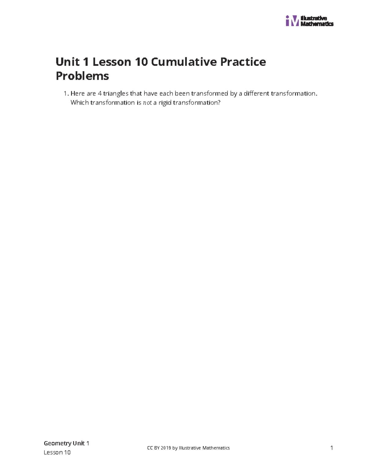 Geometry 3 Unit 3 Lesson 12 Cumulative Practice Problem Set - Studocu