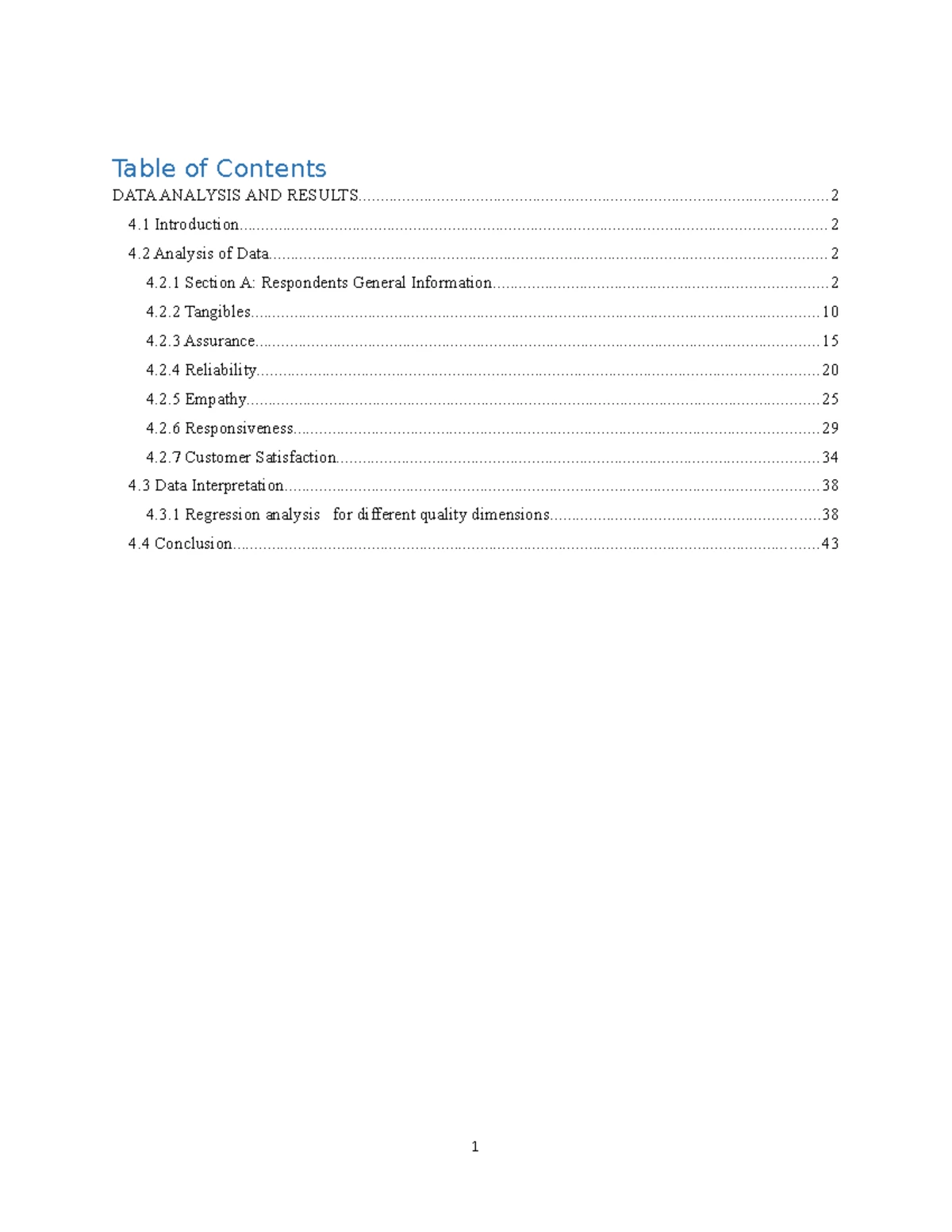 Chapter 4 DATA ANALYSIS AND FINDINGS - Table of Contents DATA ANALYSIS ...
