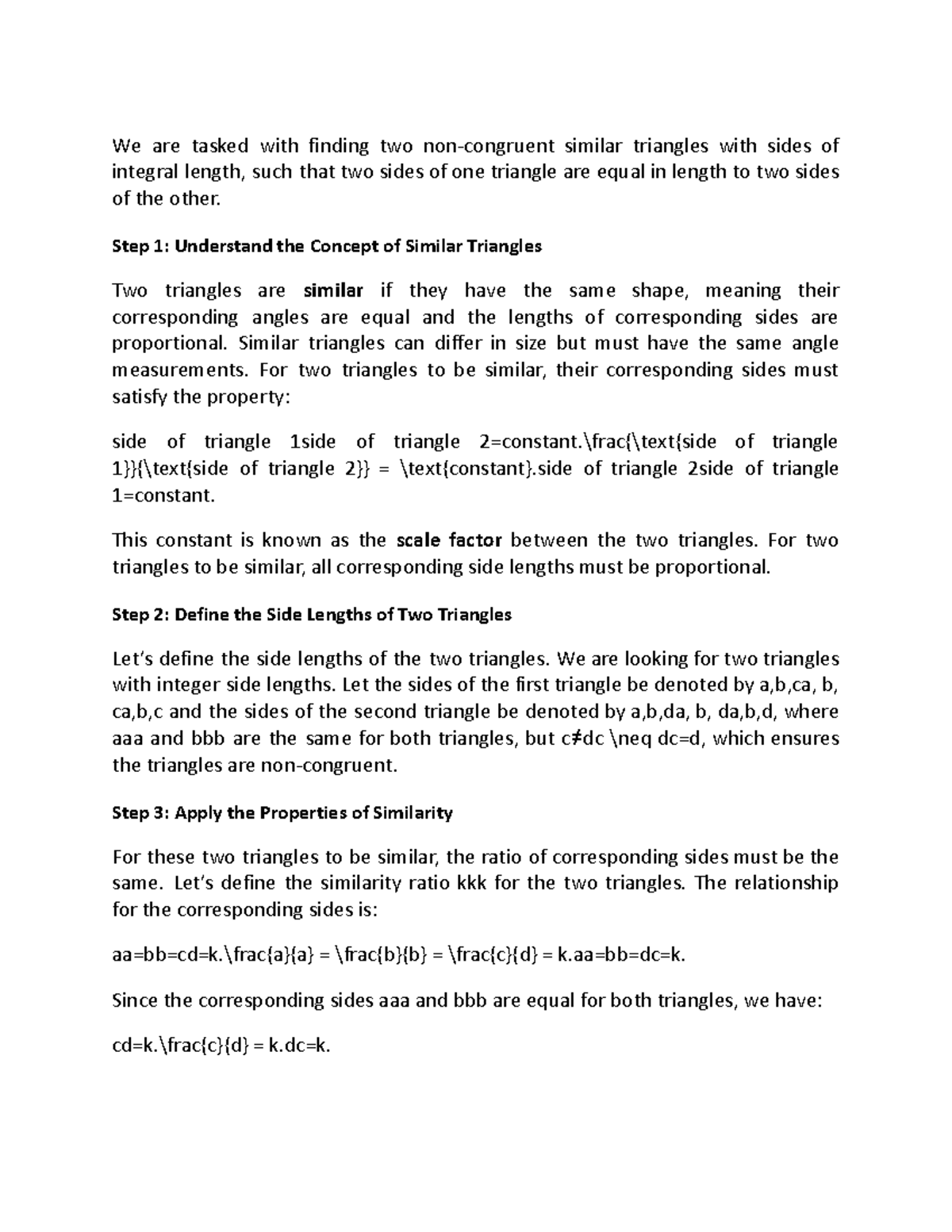 Finding Two Similar Triangles with Integral Sides: A Study Guide - Studocu