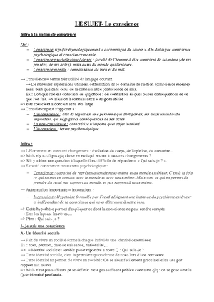 La conscience - Cours de philosophie pour le bac sous forme de résumé ...