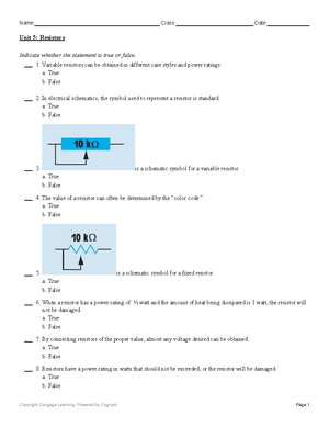 Unit 3 Static Electricity - Indicate whether the statement is true or ...