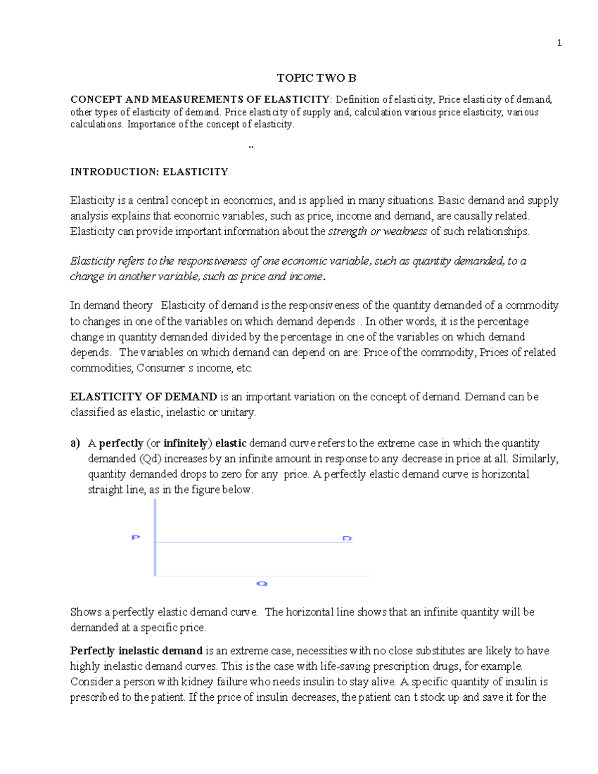 Elasticity Notes: Concepts, Types, and Importance in Economics - Studocu