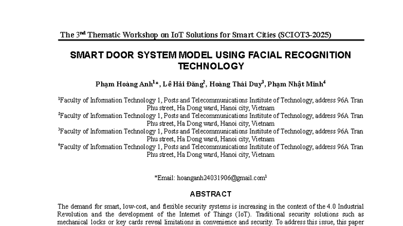 Smart DOOR System Model Using Facial Recognition Technology - SMART ...