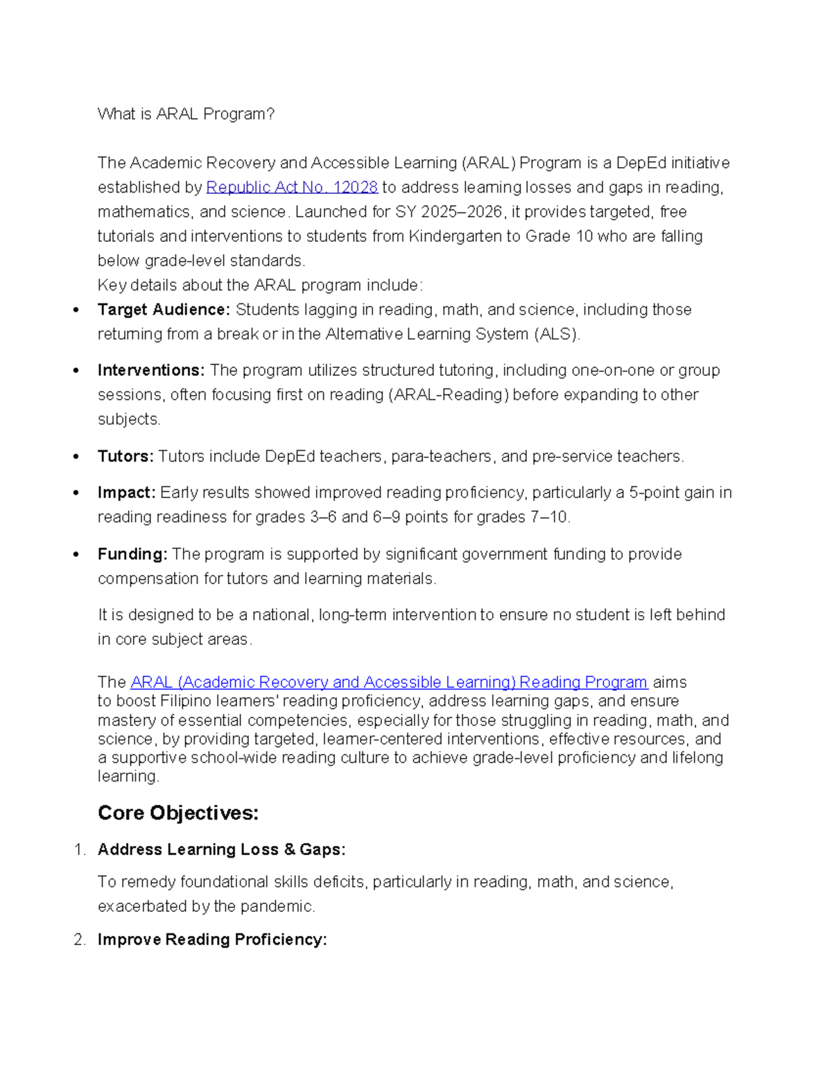Understanding the ARAL Program: Academic Recovery & Accessible Learning ...