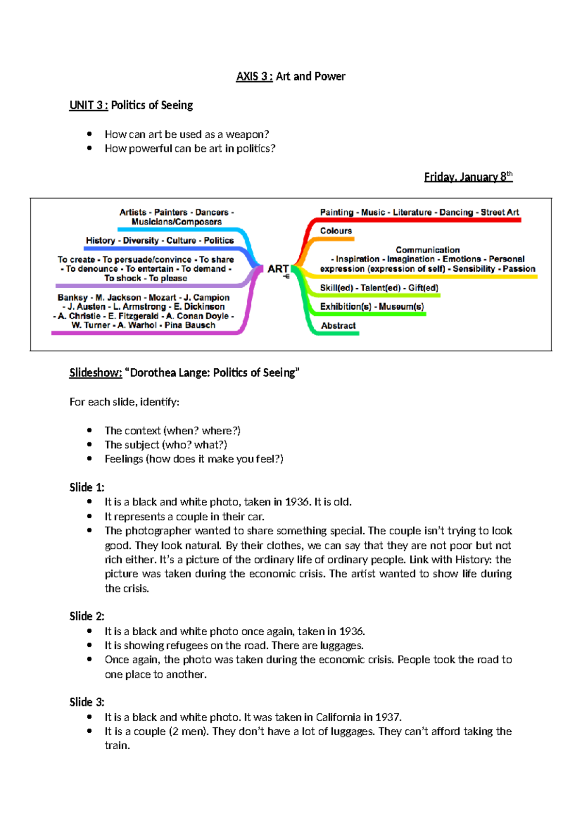 UNIT 3 - AXIS 3 - Art and Power: Notes on Politics of Seeing - Studocu