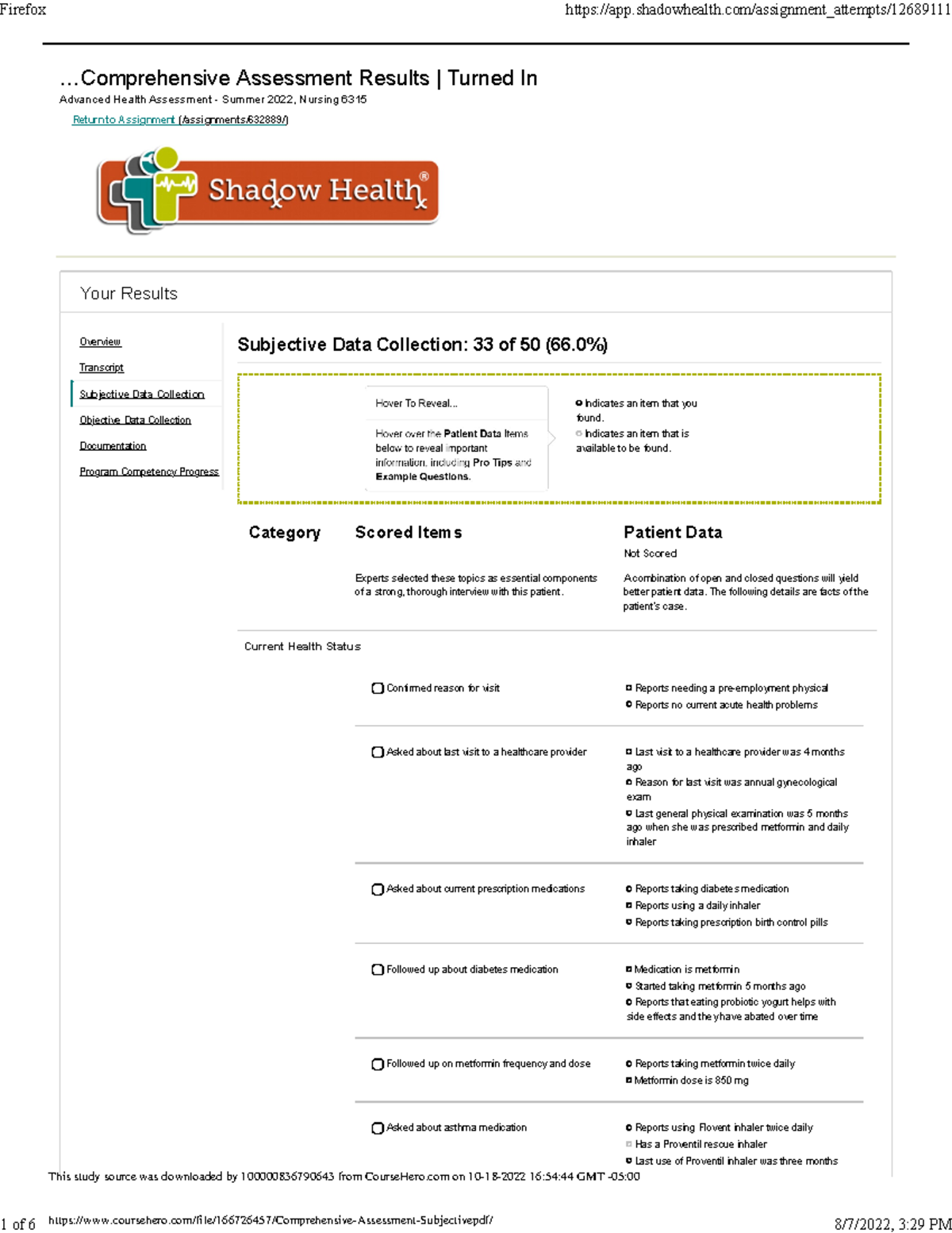 Comprehensive Assessment Subjective - .. Assessment Results | Turned In ...